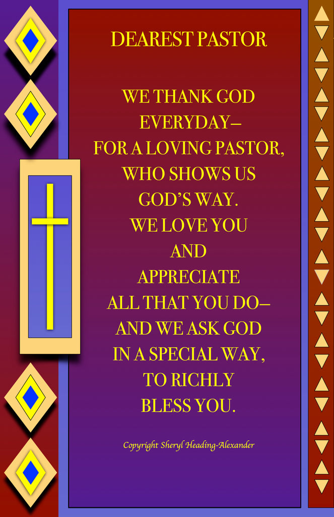 PASTOR APPRECIATION FRAMEABLE POSTER "Dearest Pastor" By Sheryl Headin ...